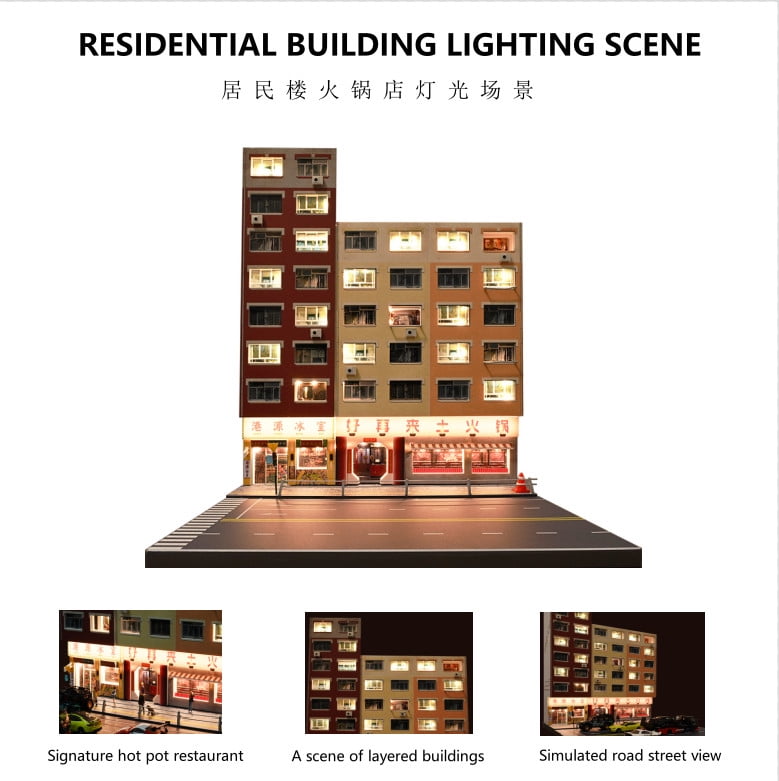 1/64 Diorama Garage Model, LED Lighting Big Residential Building Model ...