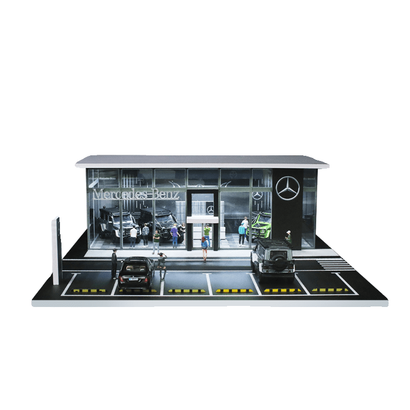 1:64 Diorama Garage Model, LED Lighting Parking Lot Scene Display Case ...
