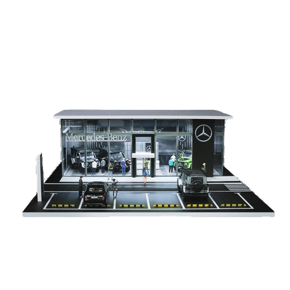 1:64 Diorama Garage Model, LED Lighting Parking Lot Scene Display Case ...