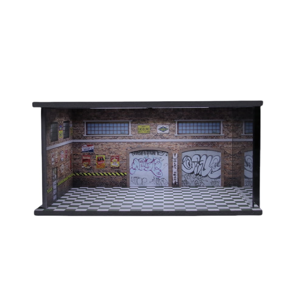 1/64 Diorama Garage Model LED Lighting Repair Workshop Scene Model ...
