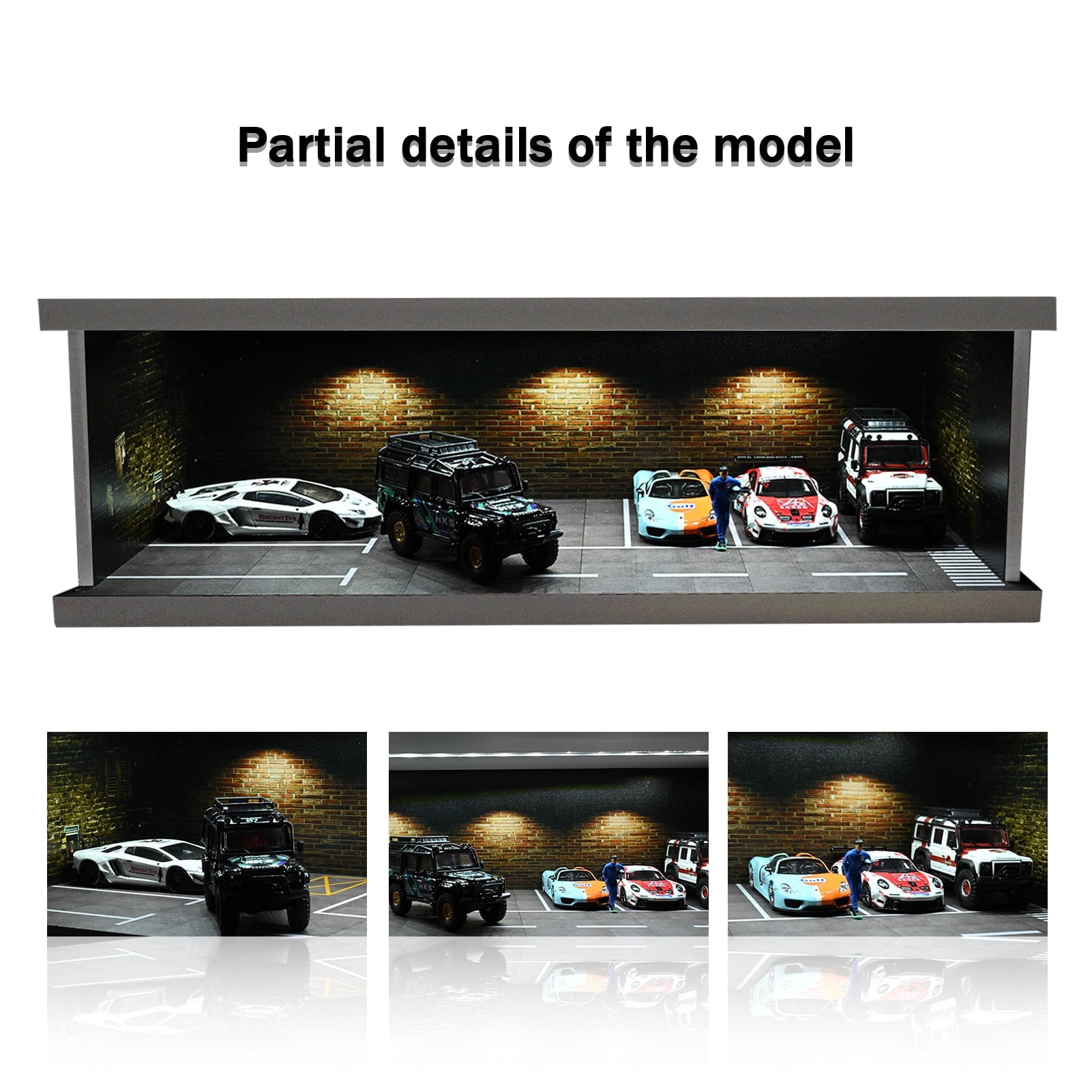 1:64 Diorama Garage Model with LED Lighting, Garage Model Car Display ...