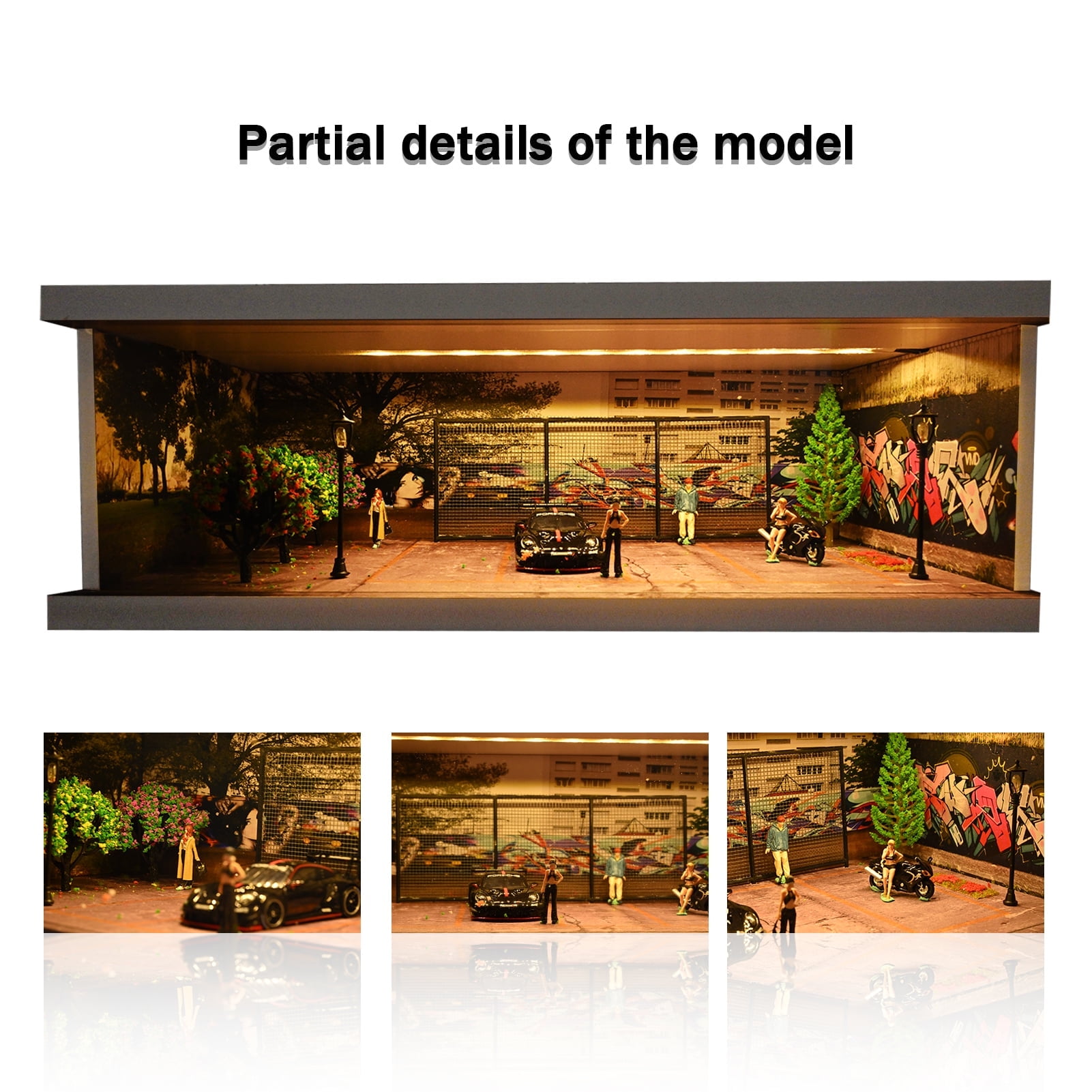 1:64 Diorama Garage Model with LED Lighting, Garage Model Car Display ...