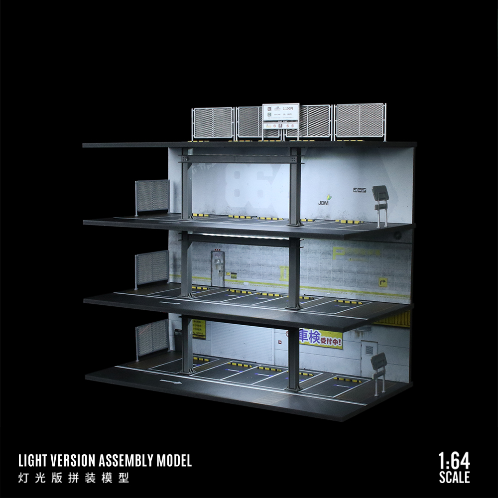 1:64 Diorama Garage Model with LED Lighting, Multi-Story Parking Lot ...