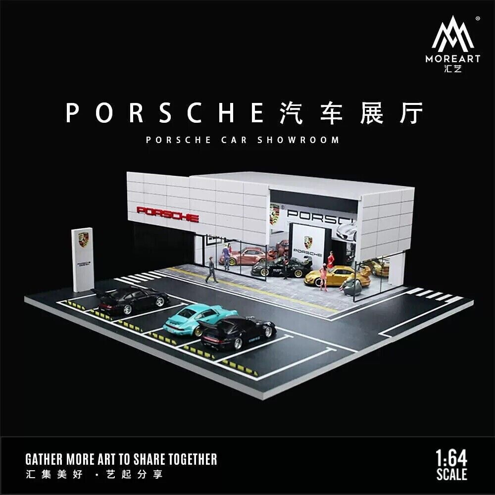 1:64 Diorama Gas Station Garage Model, LED Lighting Parking Lot Scene ...