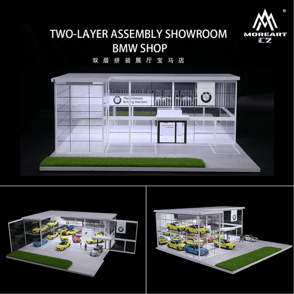 1:64 Diorama Gas Station Garage Model, LED Lighting Parking Lot Scene ...