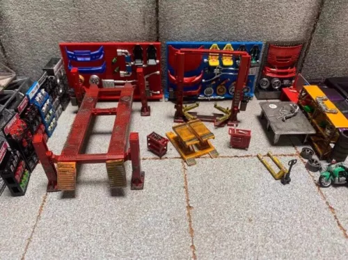 1:64 Diorama Lifter Model Car Garage Repair Prop Accessories Display ...