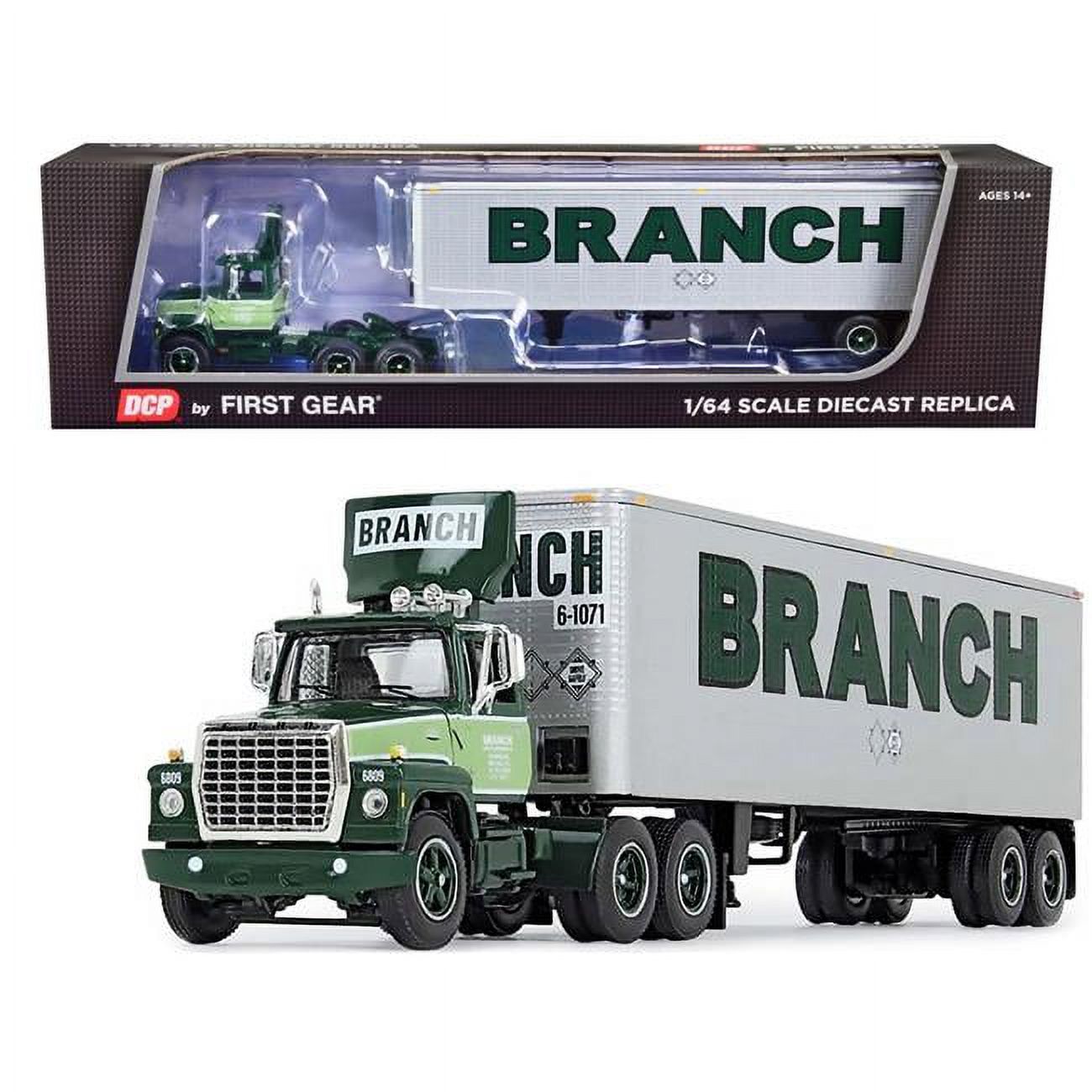 1/64 Ford LT 9000 w/ 40' Vintage Trailer, Branch Motor Express, DCP by ...
