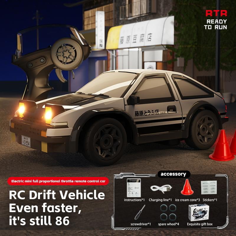 1/64 Mini RC Drift Car, 4WD High-Speed Remote Control AE86 with LED ...