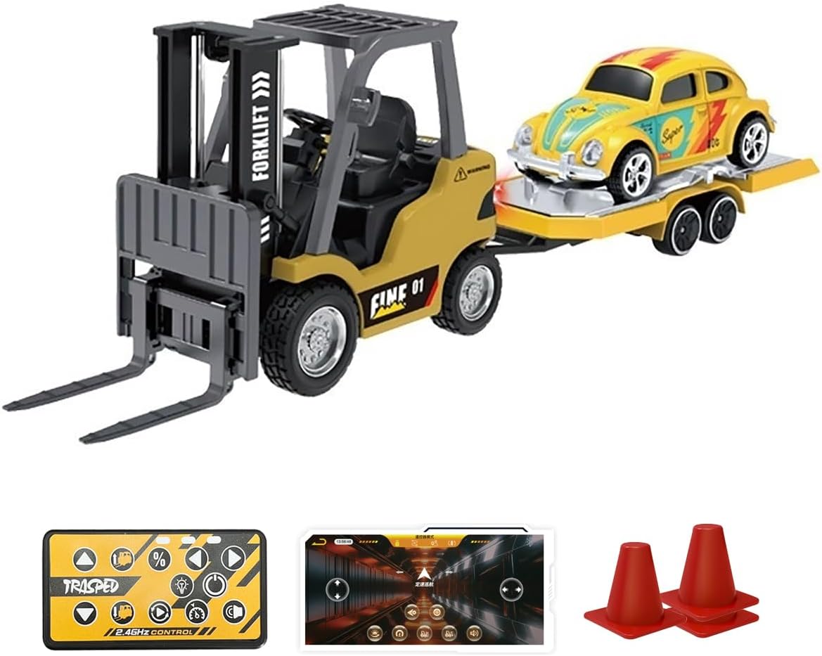 1/64 Mini RC Forklift, 2.4G 10KM/h Full-Proportional Remote Control ...