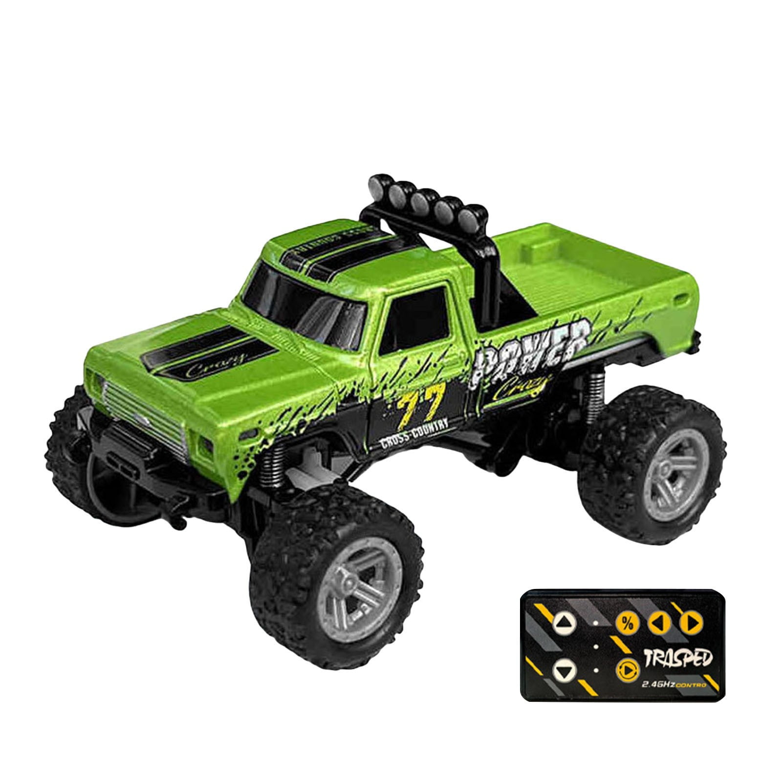 1:64 Mini RC Monster Truck, 3-Speed Alloy Remote Control Car with LED ...