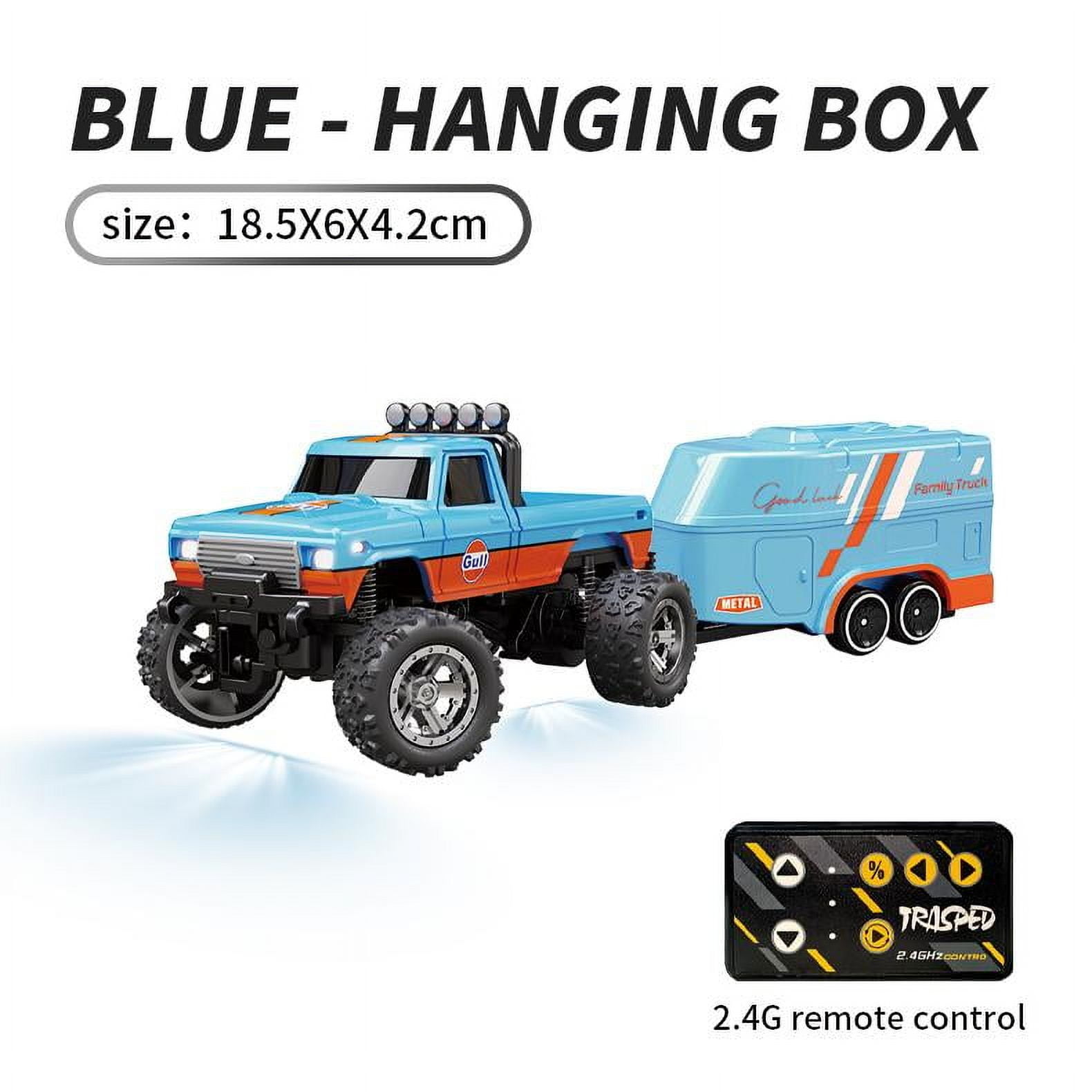 1/64 Mini RC Monster Truck, Metal Off-Road Stomper with Trailer, 2.4GHz ...