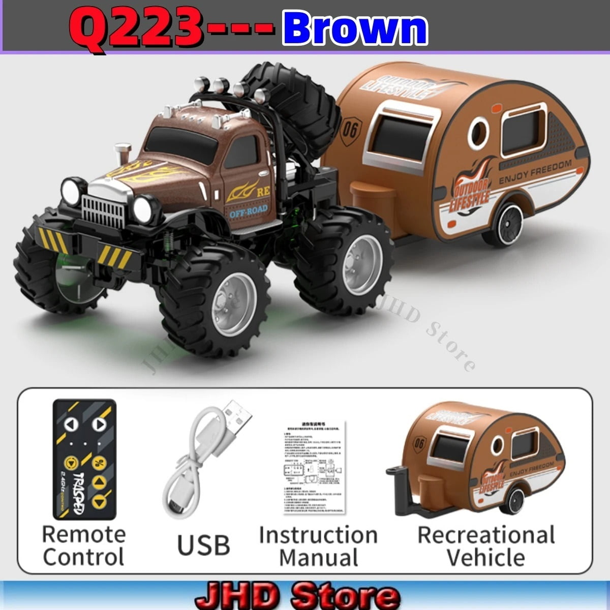 1:64 Mini RC Truck with Trailer Monster-Regulating Alloy All Terrain ...