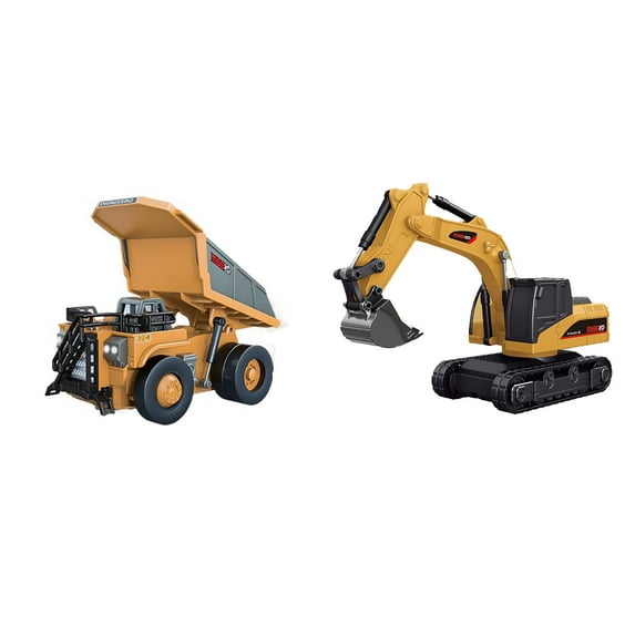 1:64 Premium Alloy Mini RC Excavator & Dump Truck Combo–USB-C ...