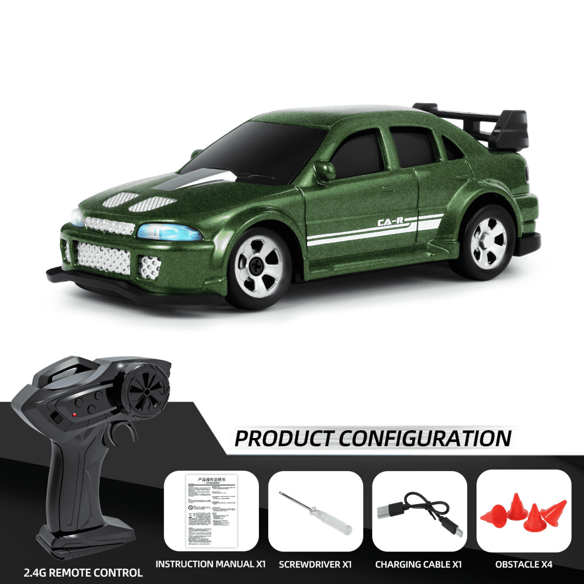 1:64 RC Drift Car 4WD Alloy Rechargable Desktop Remote Control Car with ...