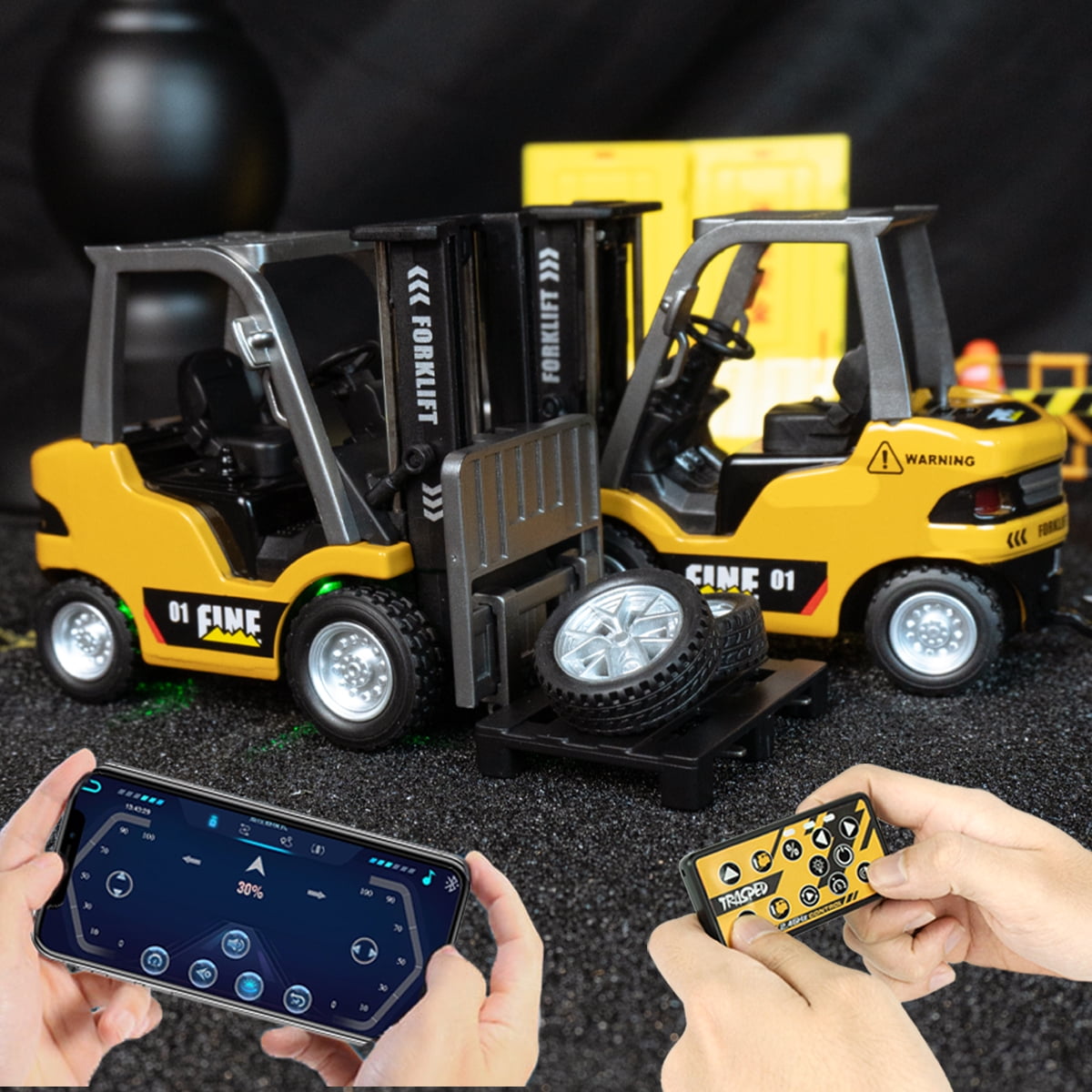 1/64 RC Forklift Toy 7 Channel 2 Mode Mini Remote Control Forklift ...