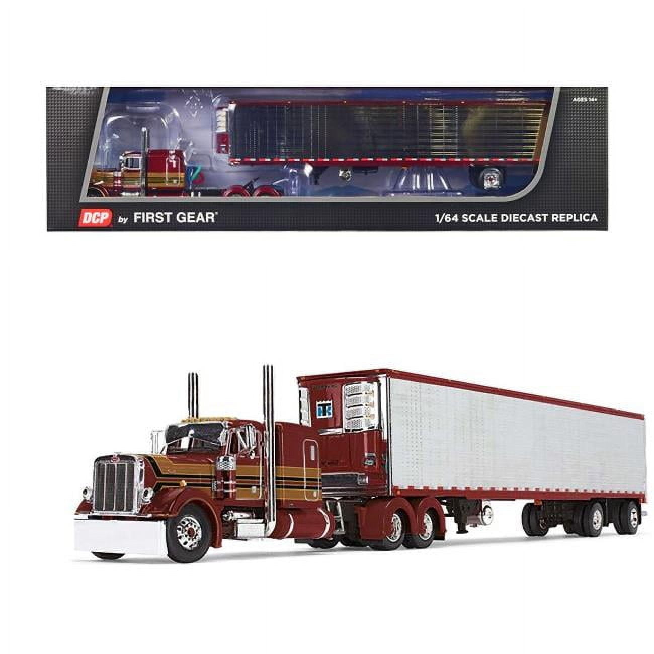 1/64 Red & Chrome Peterbilt 379 Flattop Sleeper & Utility Trailer DCP ...