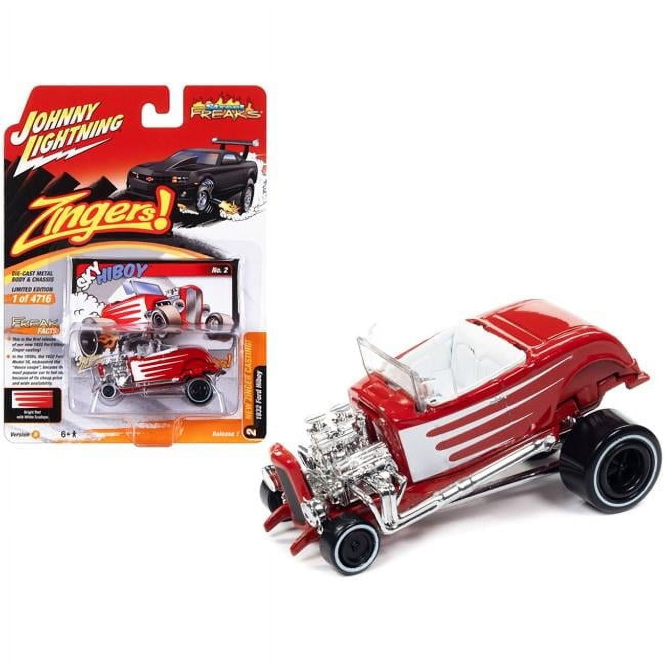 1 to 64 Scale 1932 Ford Hiboy Sky Hiboy Bright Red with White Graphics ...