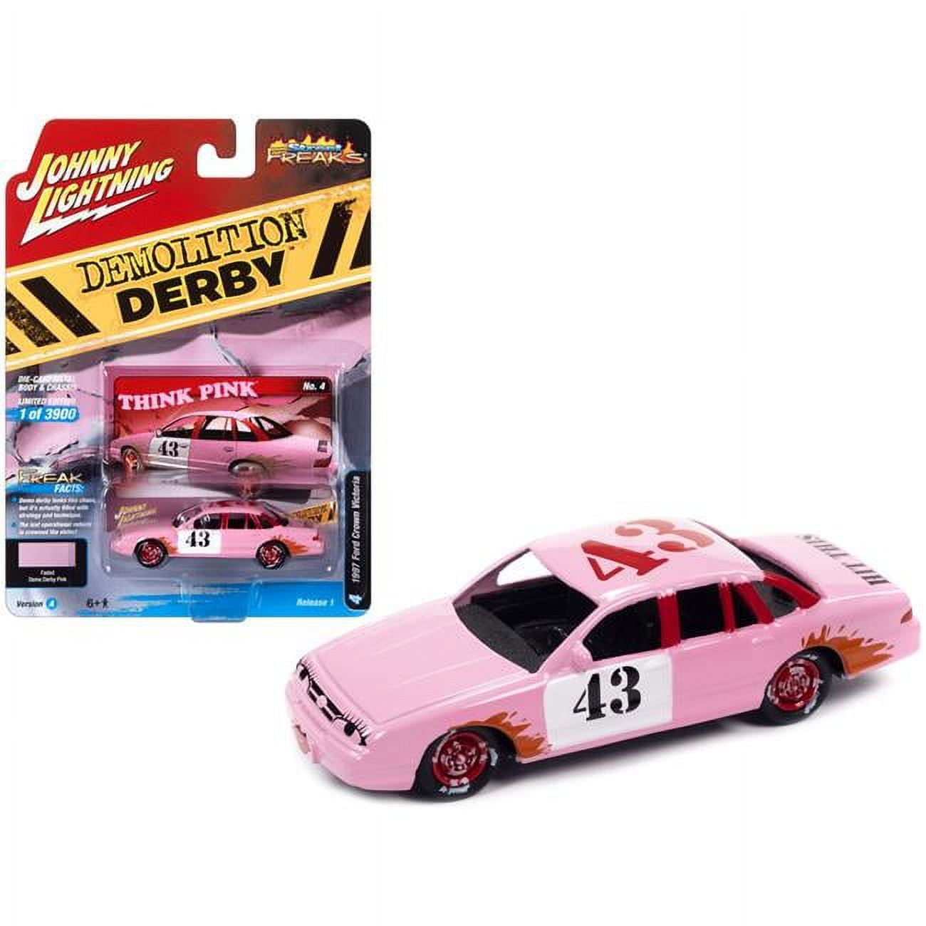 1 to 64 Scale 1997 Ford Crown Victoria No.43 Faded Demo Derby Pink ...