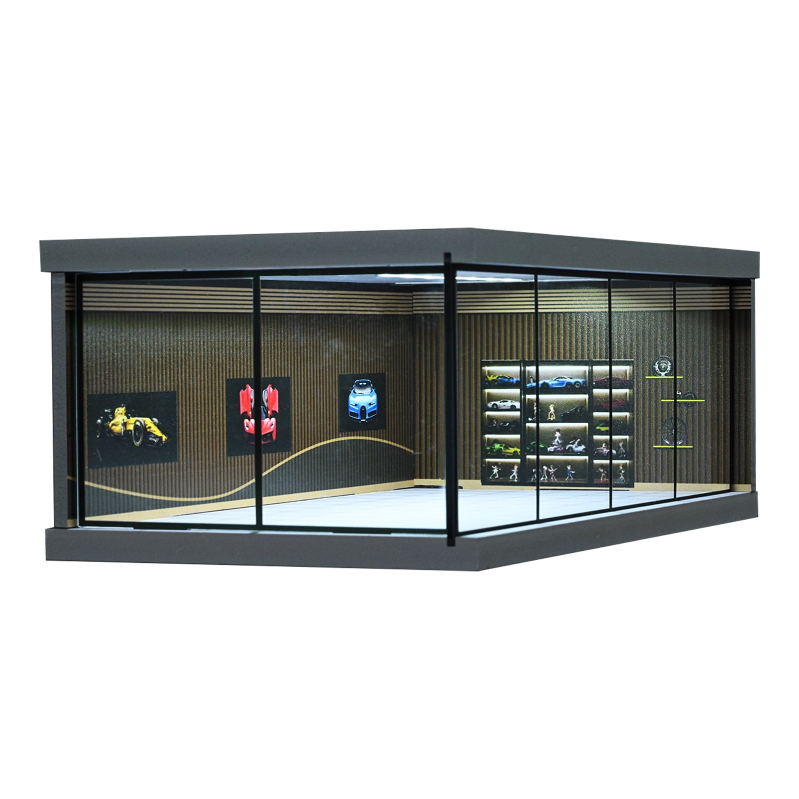 1/64 Scale Diorama Car Garage Display Case, Parking Lot Scene Model ...