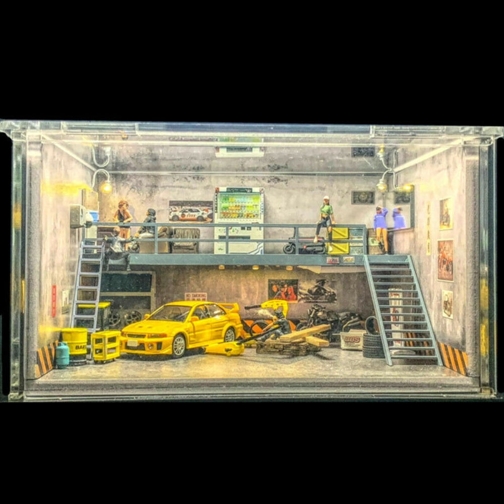 1/64 Scale Diorama Car Garage Model City Street LED Lighting Parking ...