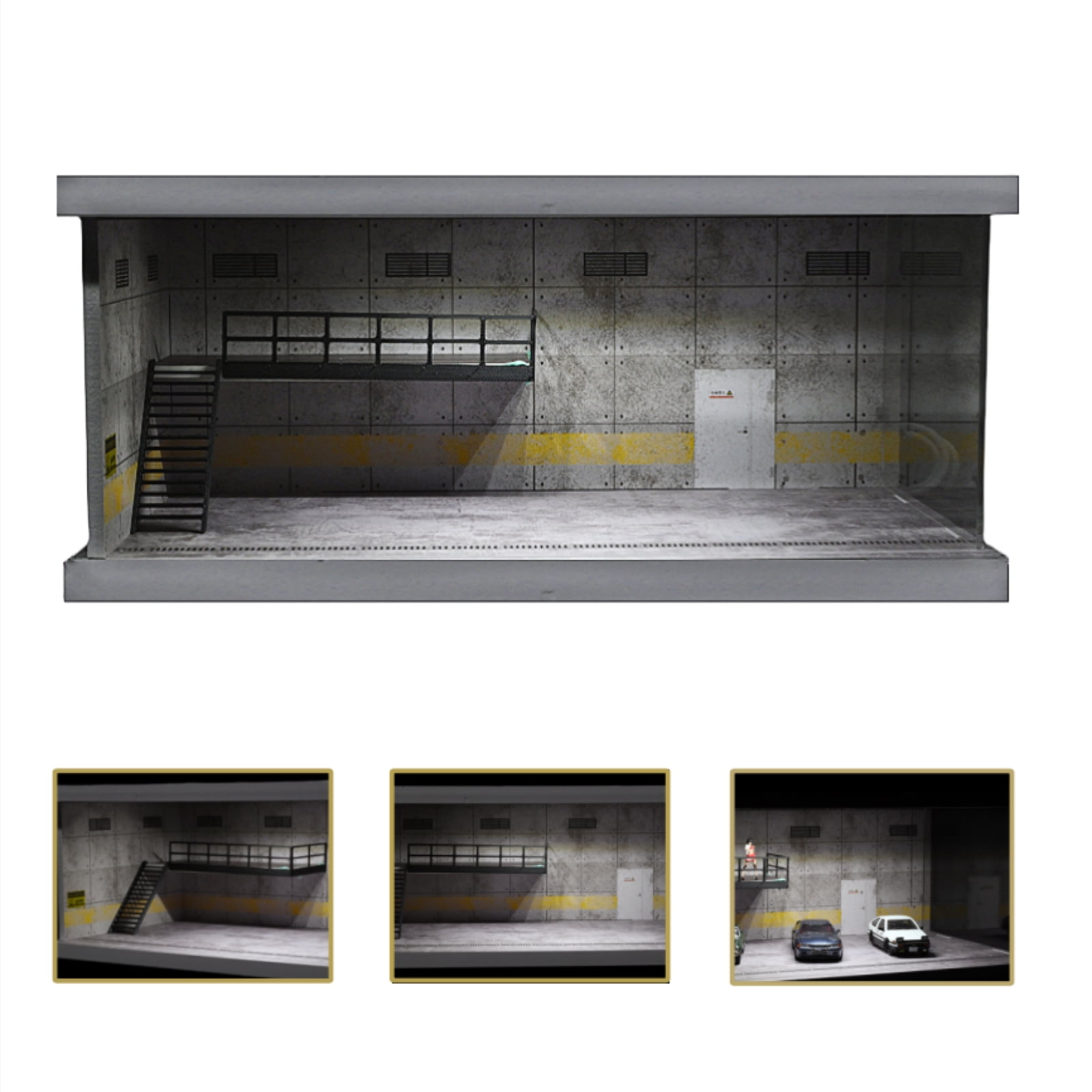 1/64 Scale Diorama Car Garage Model LED Light Car Repair Workshop Scene ...