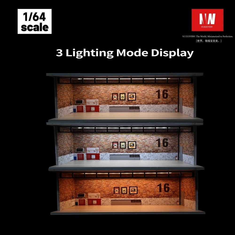 1/64 Scale Diorama Car Garage Model LED Lighting Show, City Car Parking ...