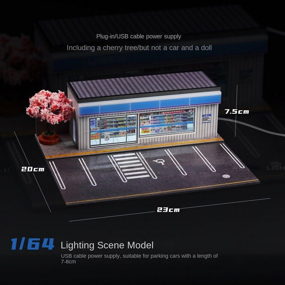 1/64 Scale Diorama Car Garage Model with LED Lighting City Street ...