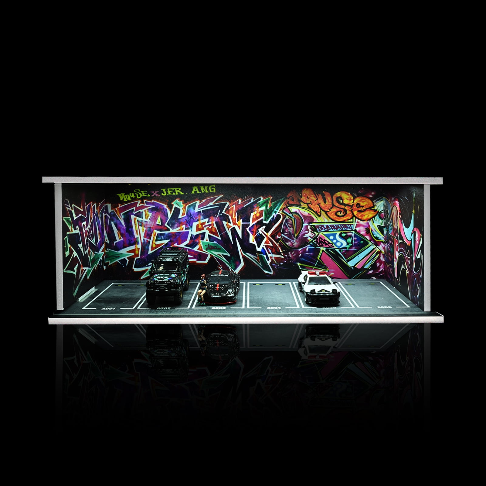 1/64 Scale Diorama Car Garage with LED Lighting Dustproof Cover ...