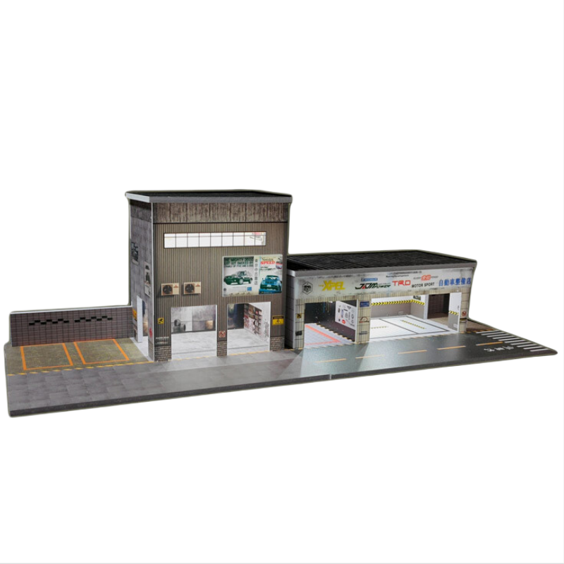 1:64 Scale Diorama Diecast Car Garage Model Set LED Lighting Car ...