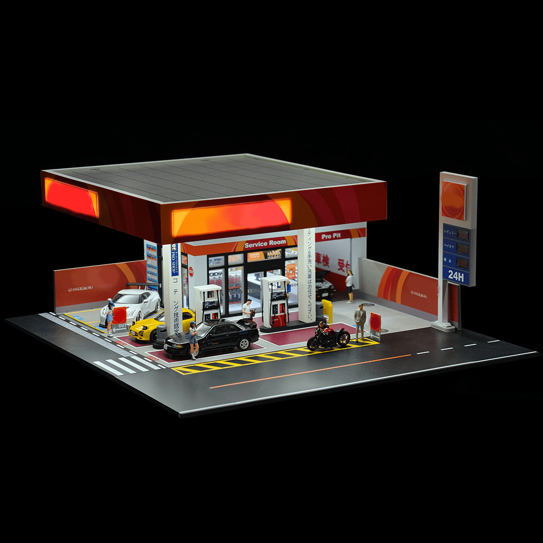 1:64 Scale Japanese Gas Station Building Scene Model with LED Lighting ...