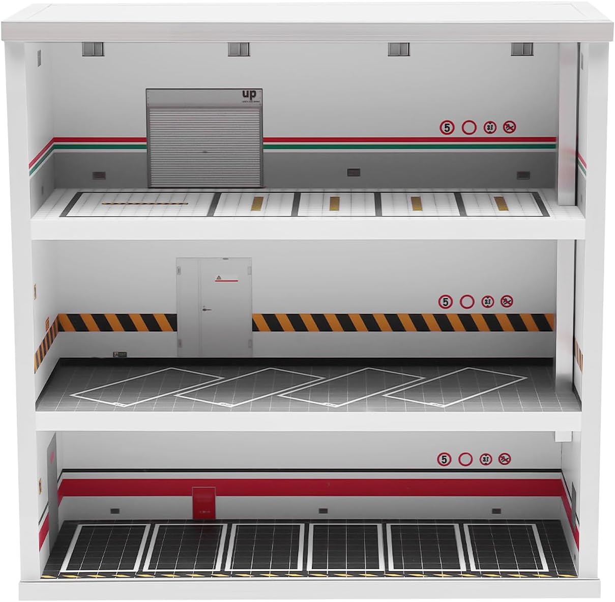 1:64 Scale Model Display Cabinet with LED Lights 3-Tier Mini Garage ...