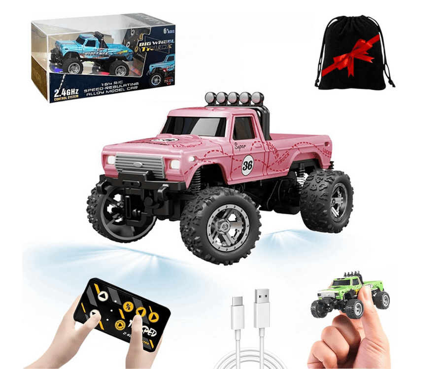 1:64 Scale Remote Control Car Off-Road Pick-up Truck, 4WD Waterproof RC ...