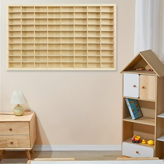 1:64 Solid Wood Car Model Storage Box (80 Panels) Display Cabinet Toy ...