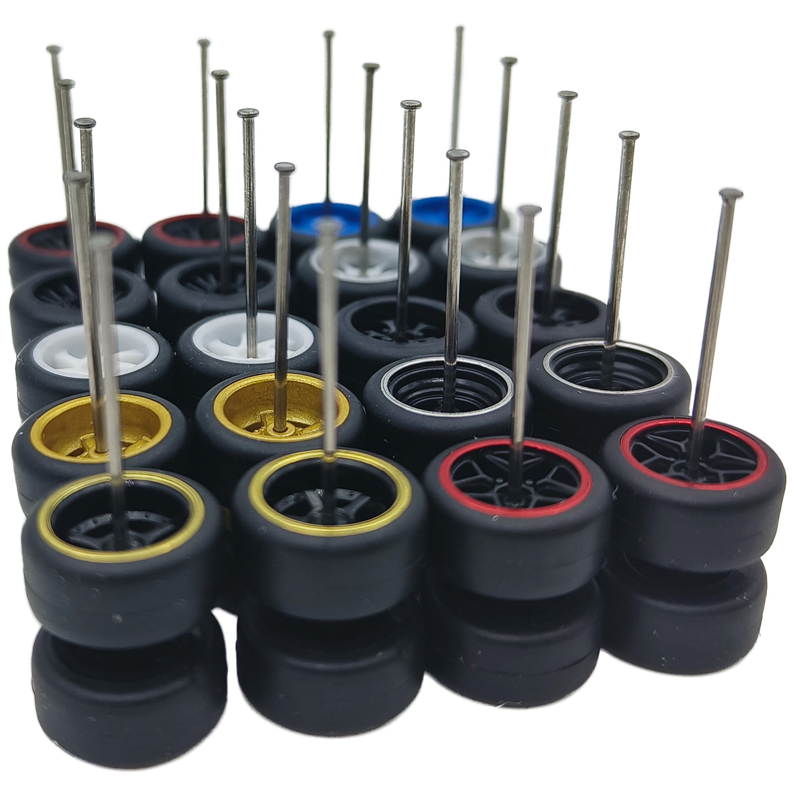 1/64 Wheels, 10 Sets Wheels and Tires Kit Mixed/Random Wheels Set for ...