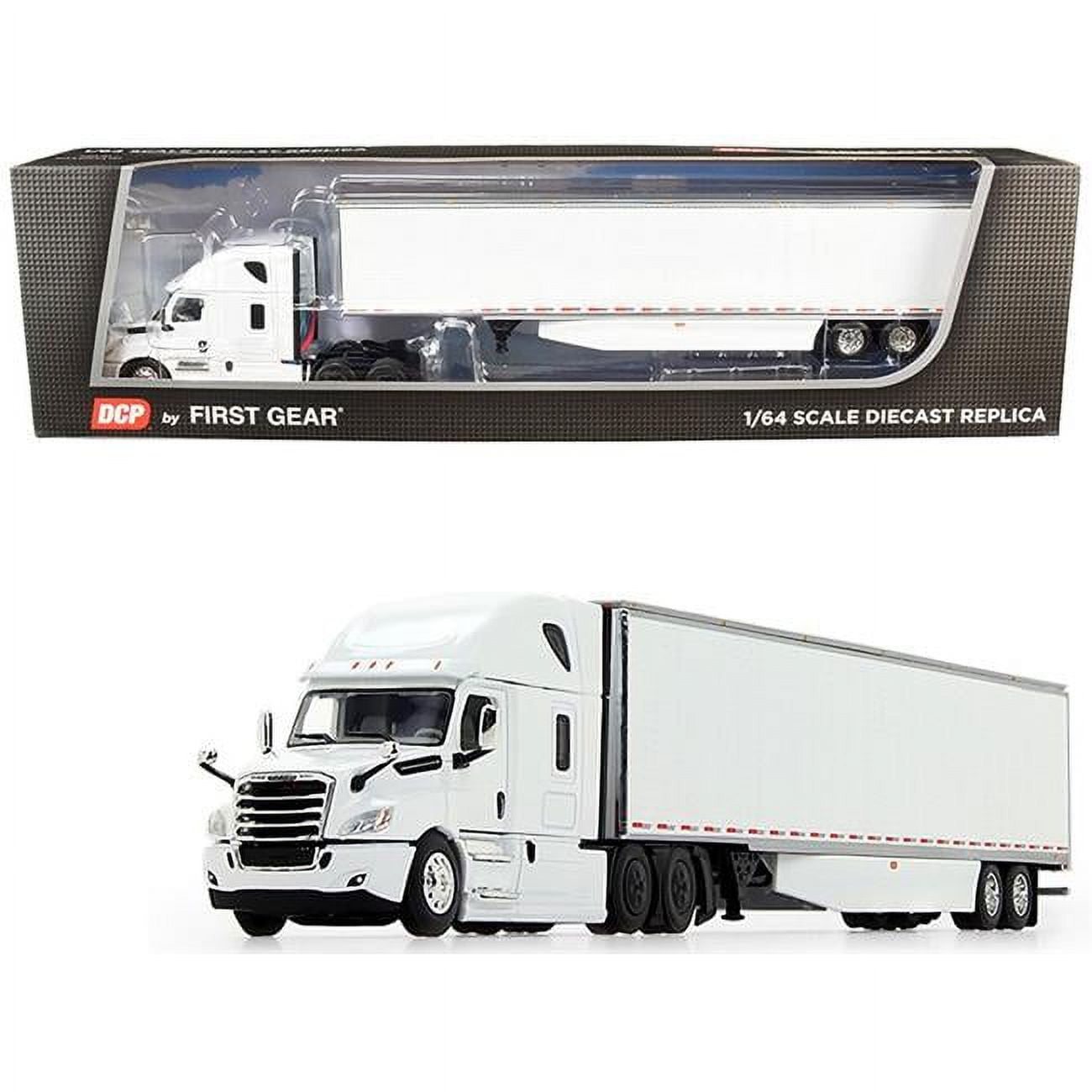 1/64 White 2018 Freightliner Cascadia Sleeper & Utility Trailer W ...