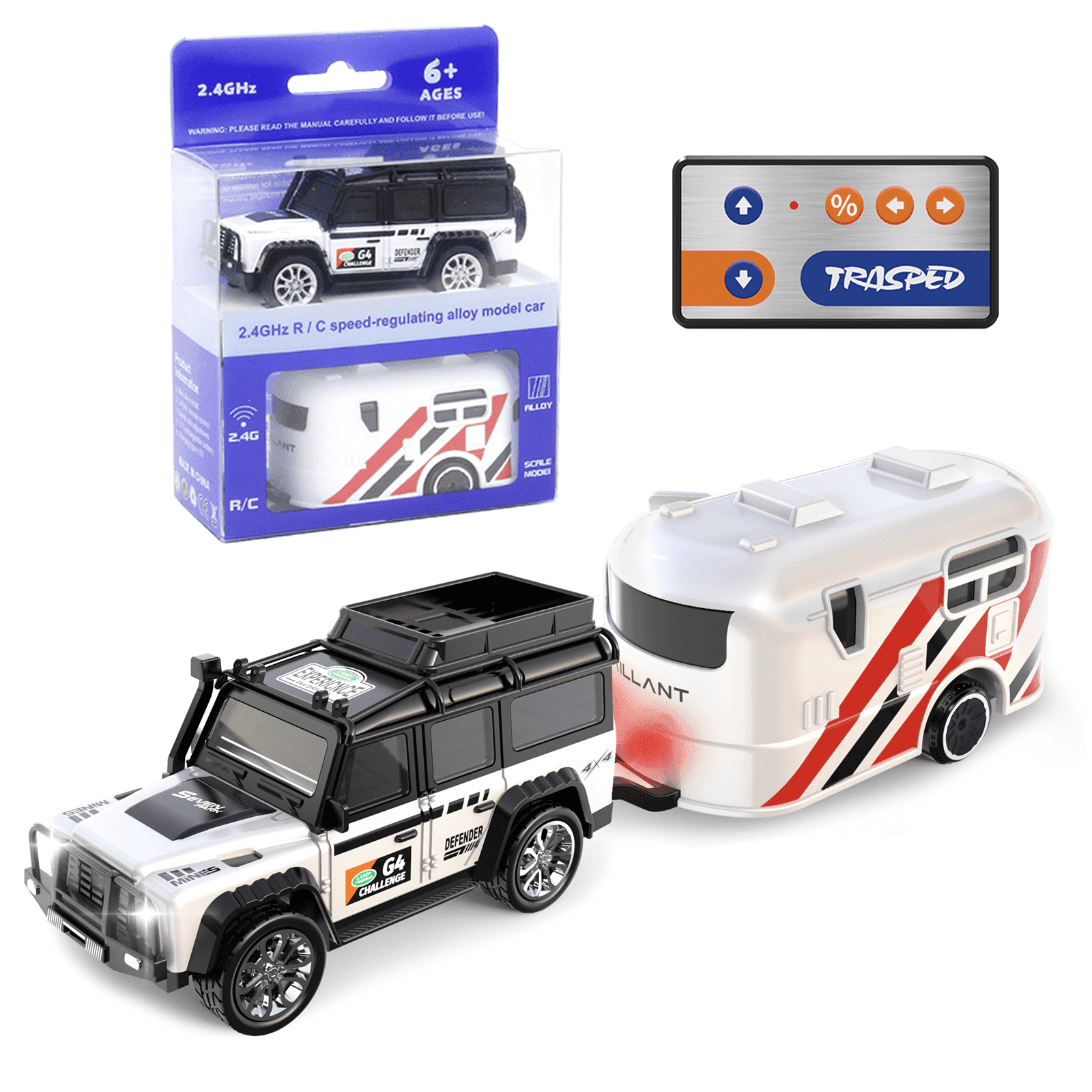 1:64 White Remote Control Toy Cars for Kids 2.4Ghz Adjustable Speed ...
