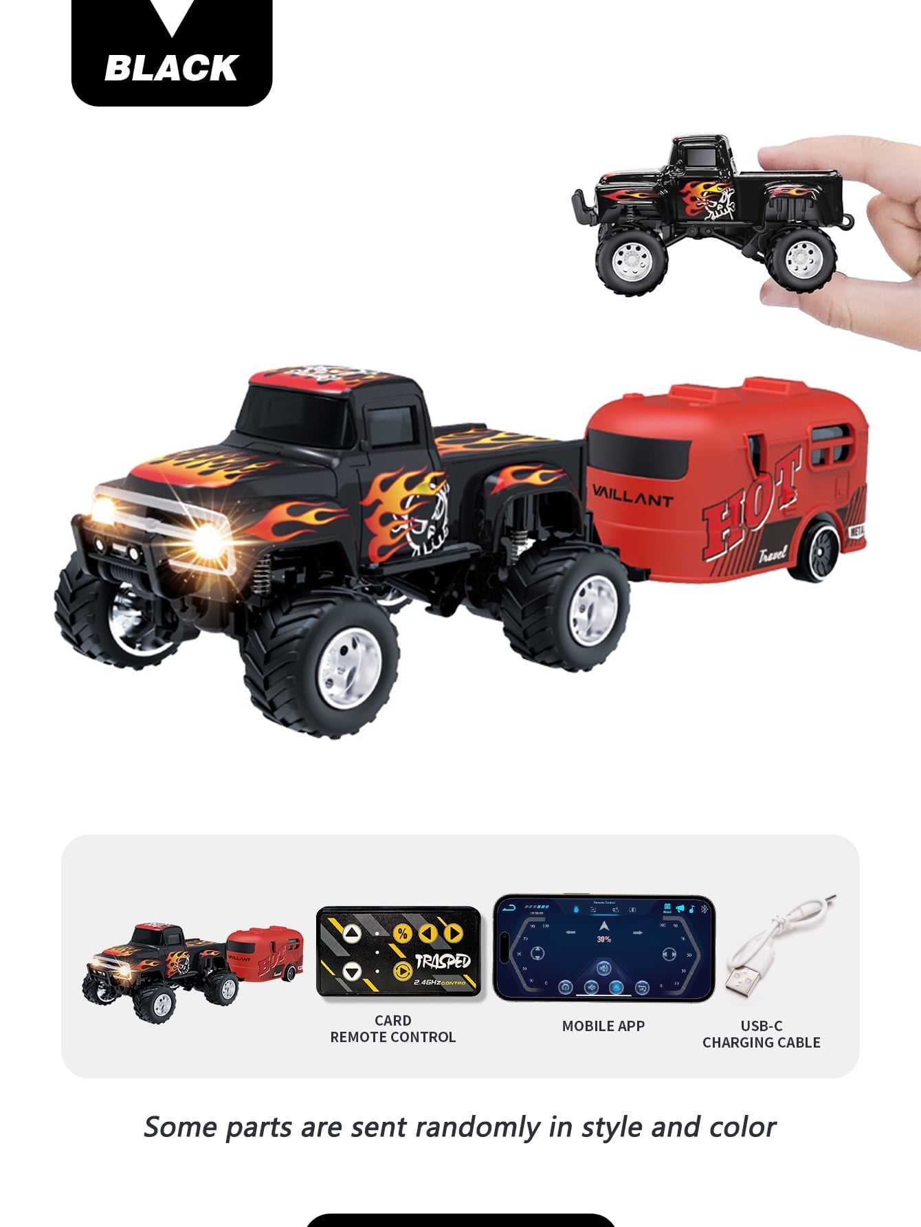 1: 64 scale remote-controlled Bigfoot truck with lights, dual 2.4GHz ...