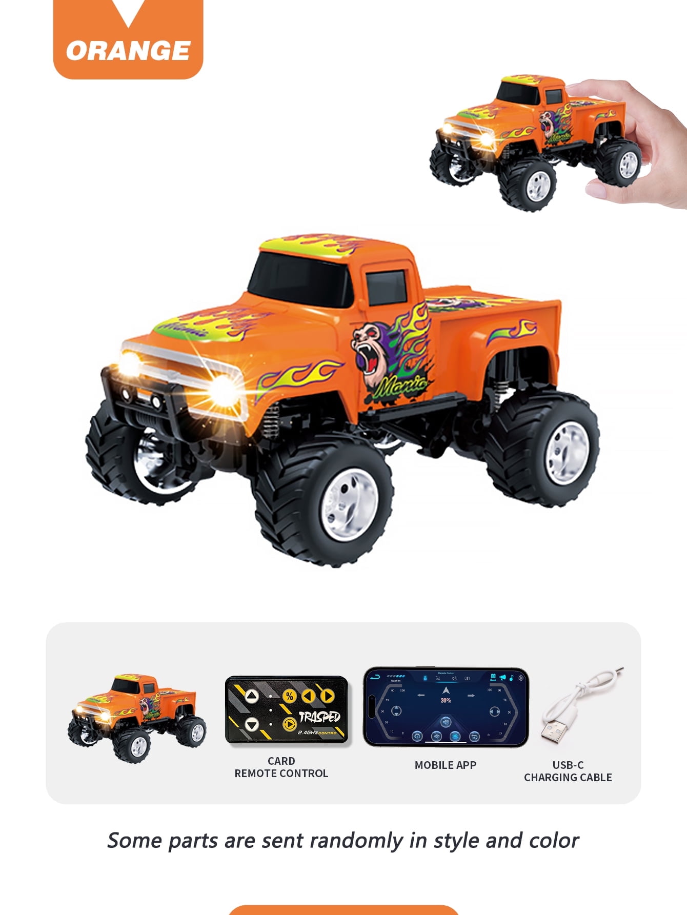 1: 64 scale remote-controlled Bigfoot truck with lights, dual 2.4GHz ...