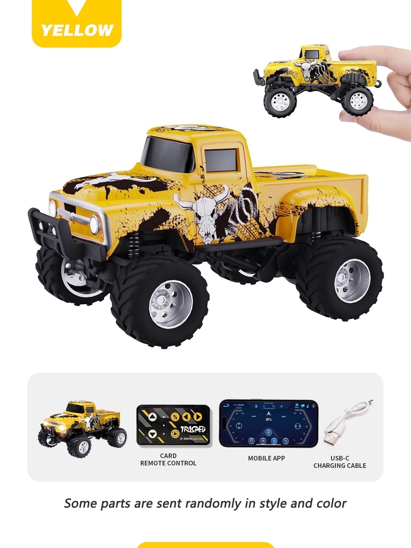 1:64 Scale Remote Control Bigfoot Truck, Dual 2.4GHz and APP Control ...