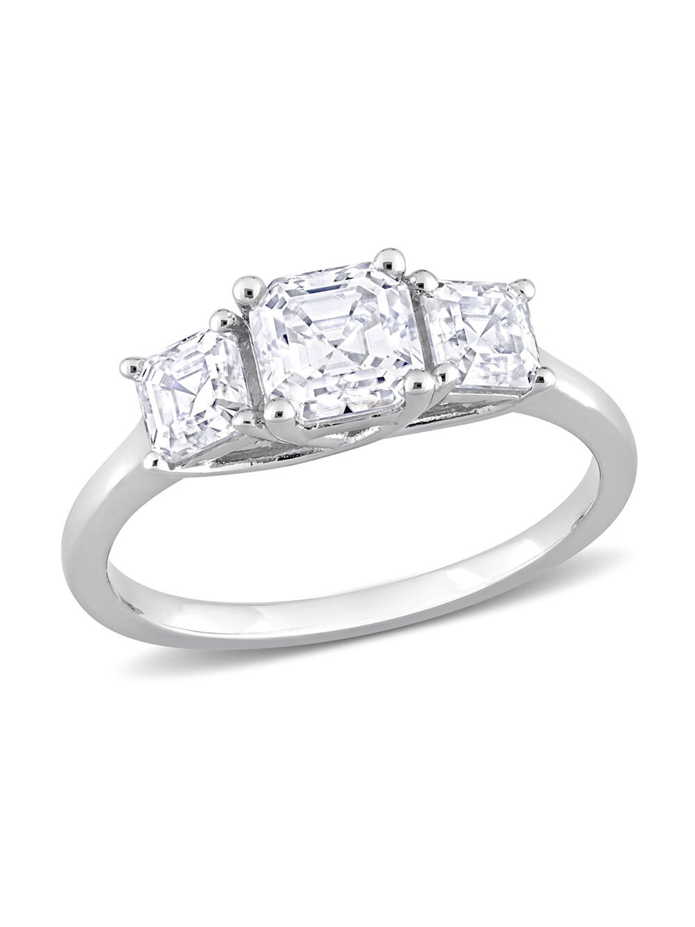 1.65 Carat (Ctw) Lab-Created Three-Stone Asscher-Cut Moissanite ...