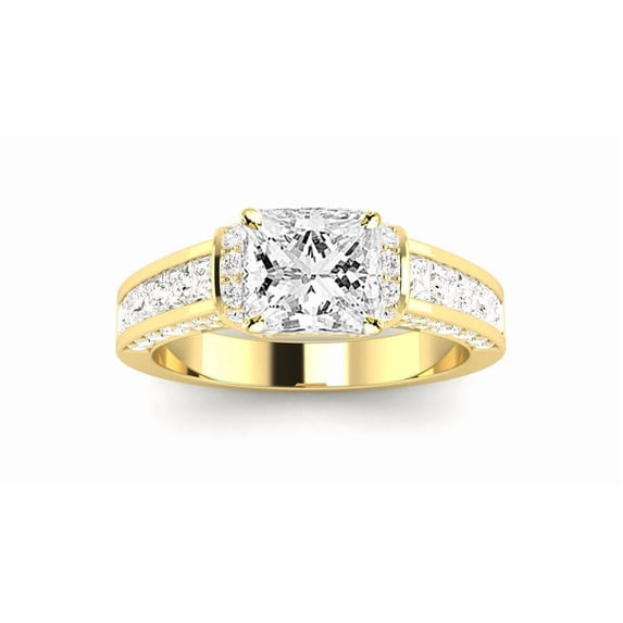 1.65 Ctw 14K Yellow Gold Contemporary Channel Set Princess And Pave ...