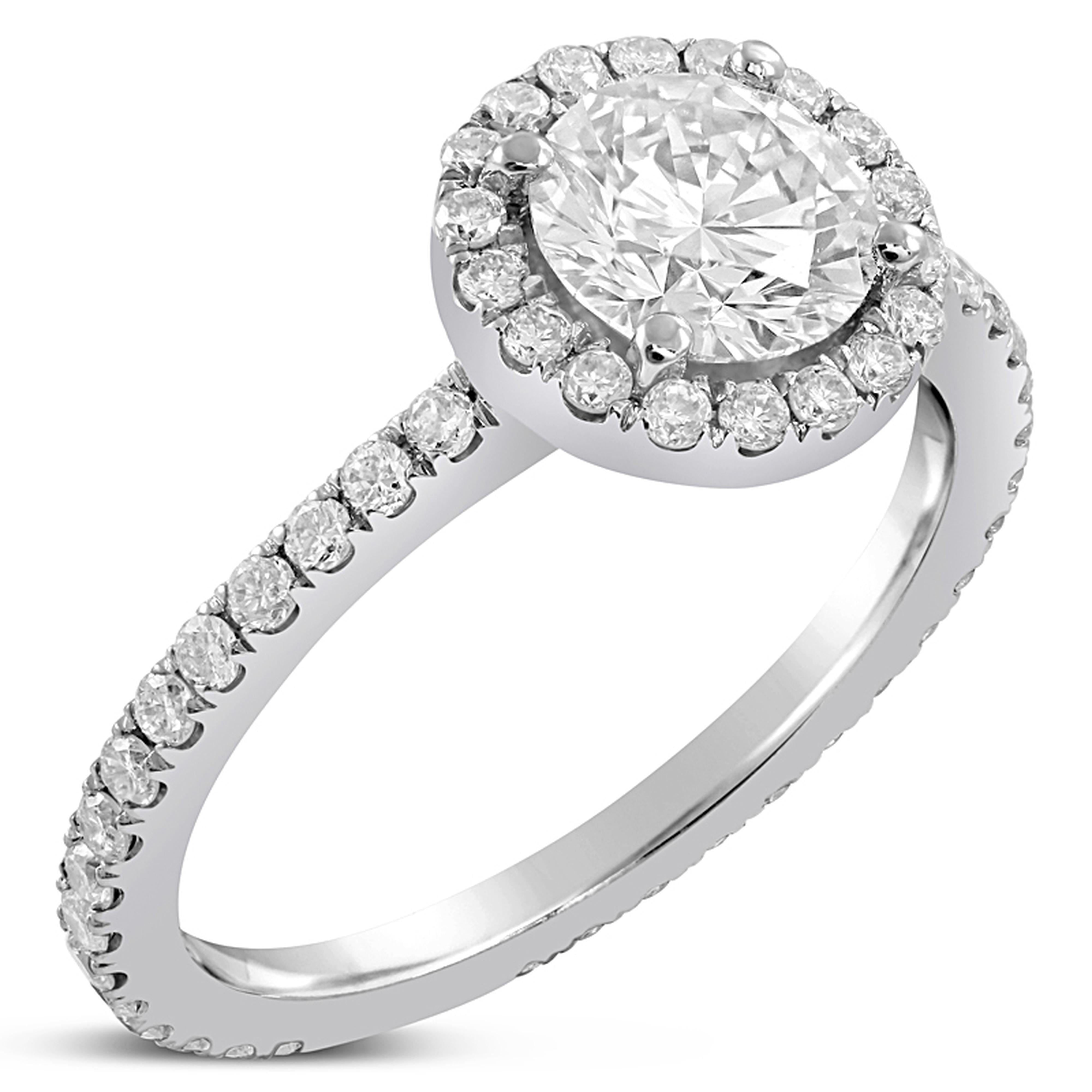 1.65CTW Round Cut Low Profile Diamond Engagement Ring With Halo AR6 ...