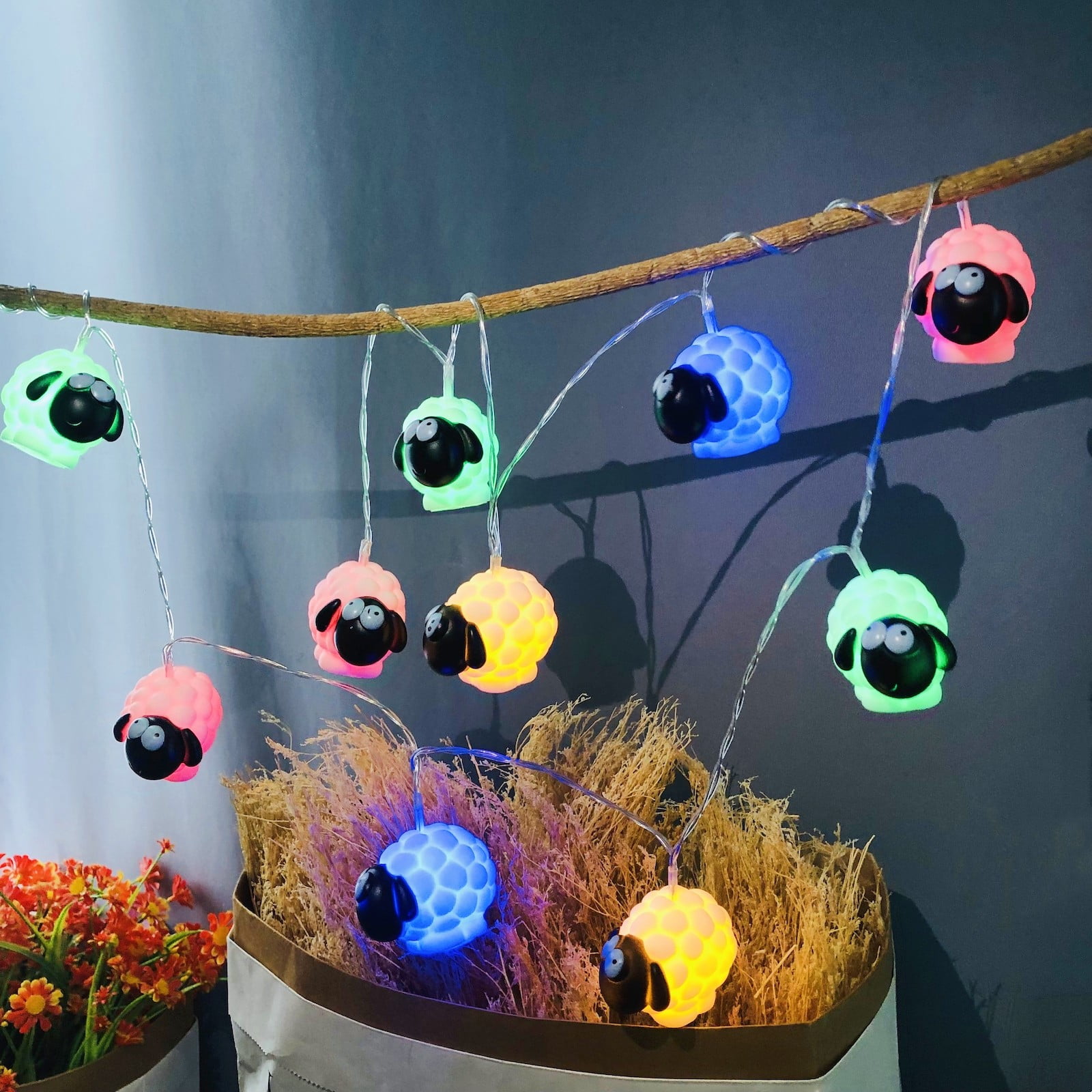 1.65M 10LEDs Multi-Colored Sheep String Lights Sheep Lights Battery ...