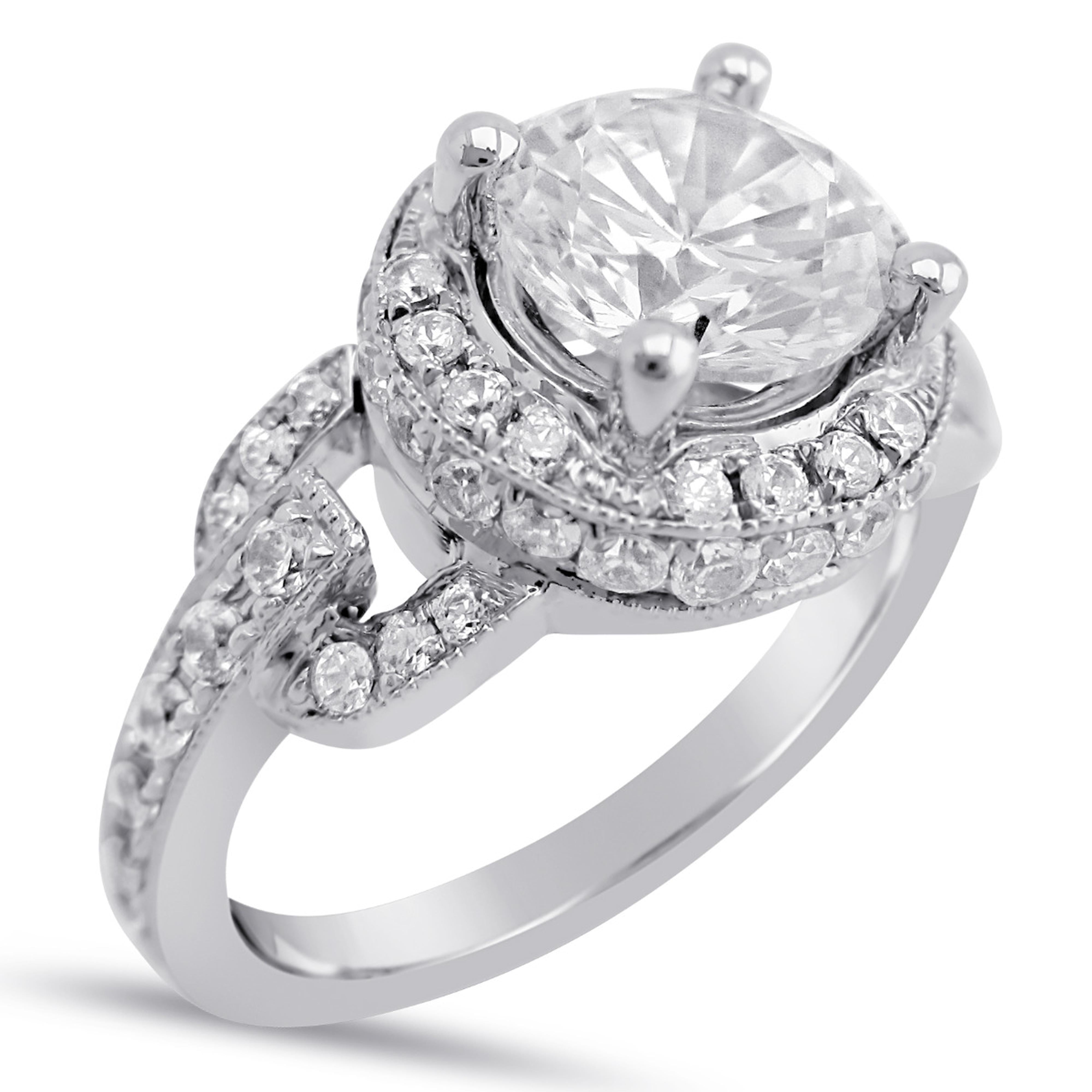 1.65ctw Round Cut Antique Style Diamond Engagement Ring AR3-1 - Walmart.com