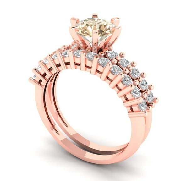 1.99 ct Brilliant Round Cut Yellow Zircon 14k Rose Gold Solitaire with ...
