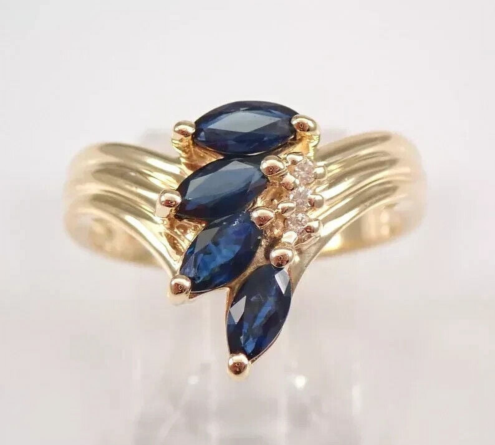 1.67Ct Marquise Cut Lab-Created Sapphire Engagement Ring 14K Yellow ...