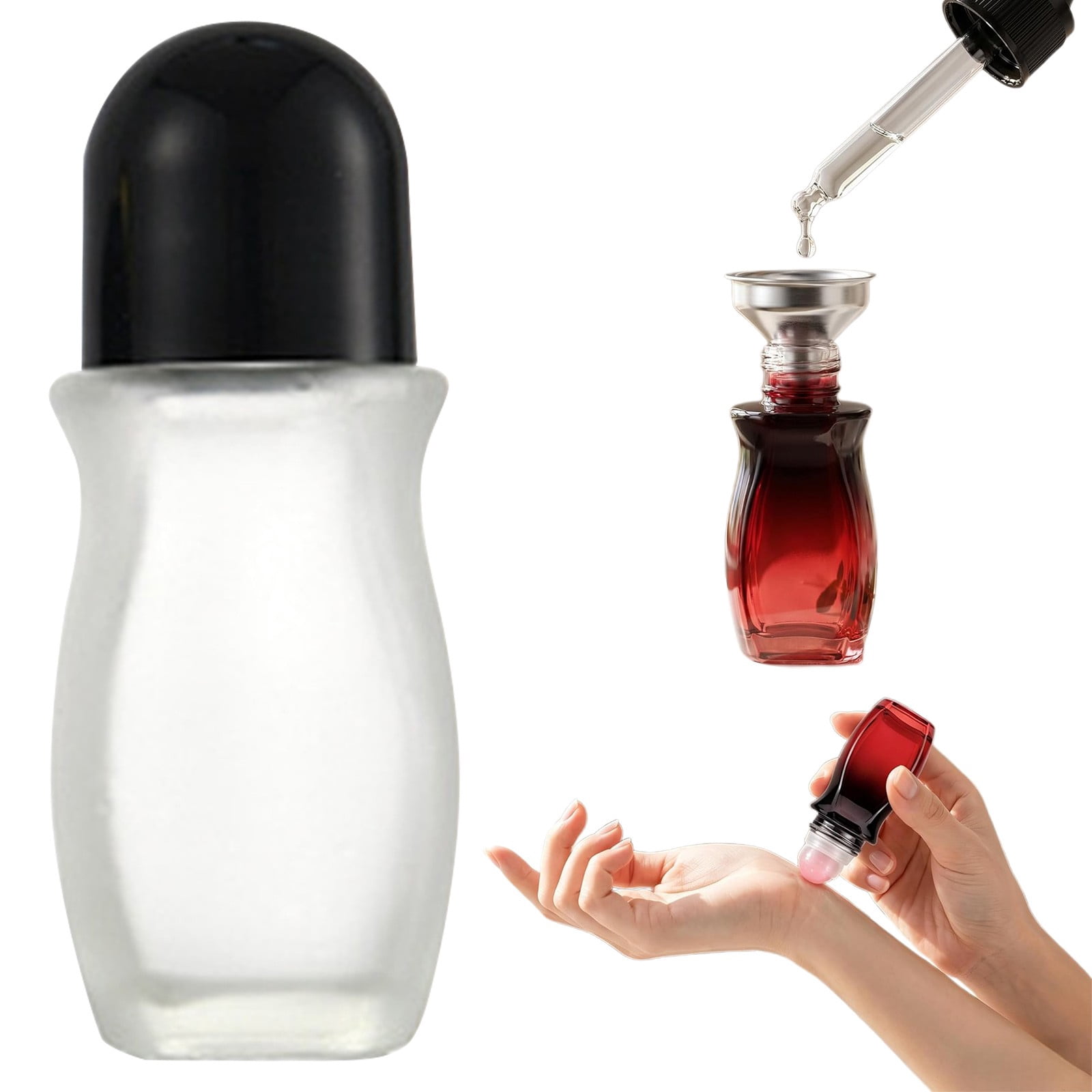 1.69oz Large Amber Glass Roll on Bottles for Essential Oils Perfume ...
