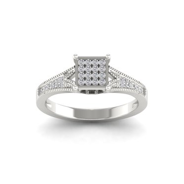 1/4Ct TDW Diamond S925 Sterling Silver Cluster Ring - Walmart.com