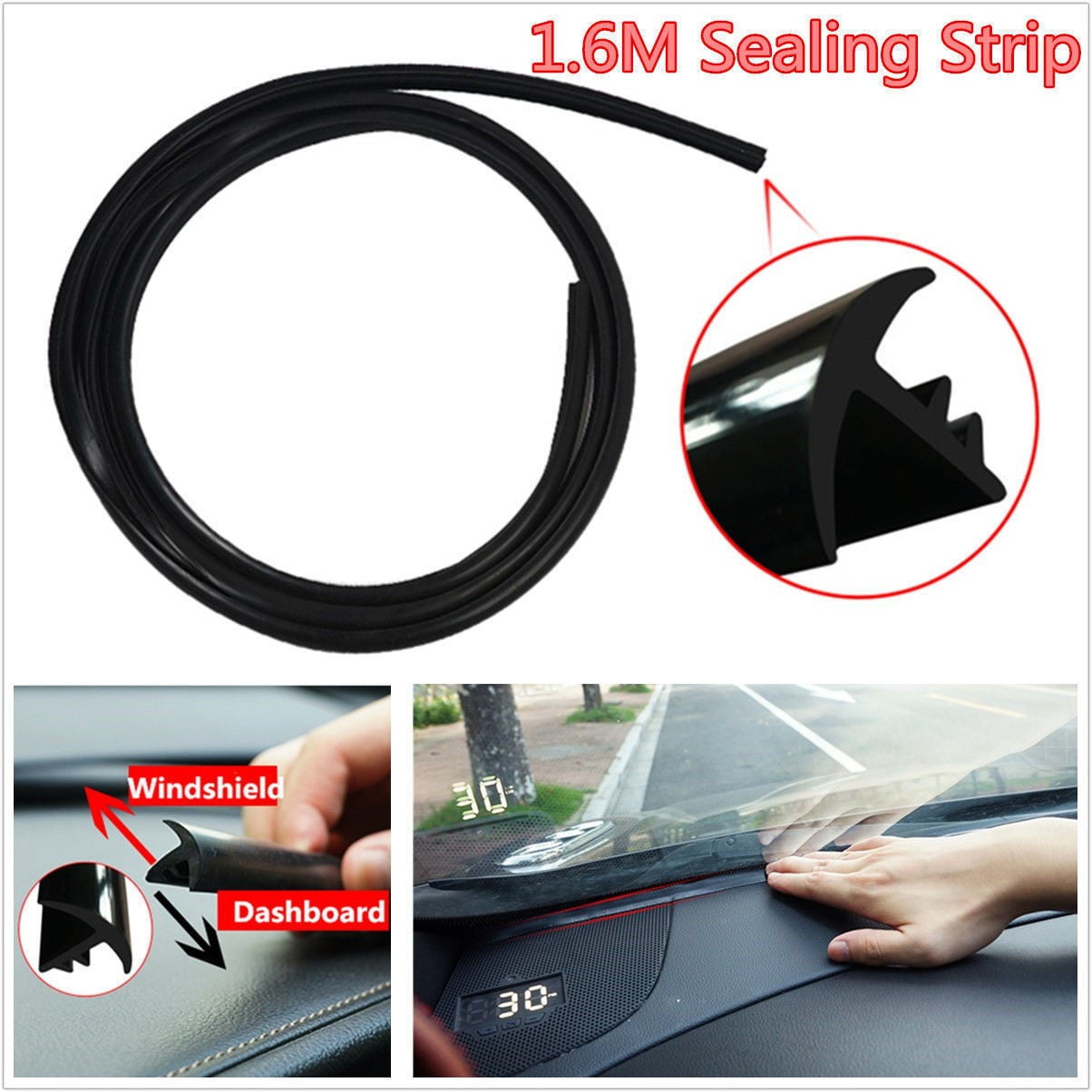 1.6MT-shape Car Front Rubber Seal Strip Hollow Windproof Weatherstrip ...