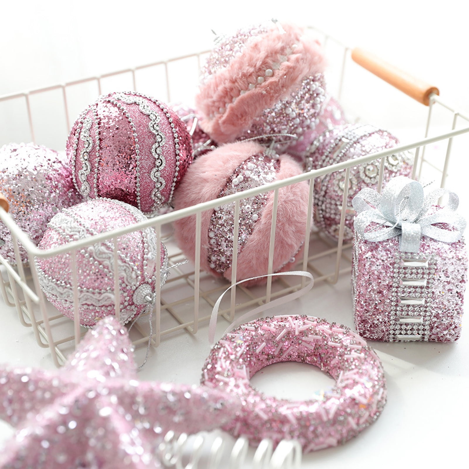 1/6Pcs Christmas Ball Ornaments Glitter Sequin Hanging Ball Set Xmas ...